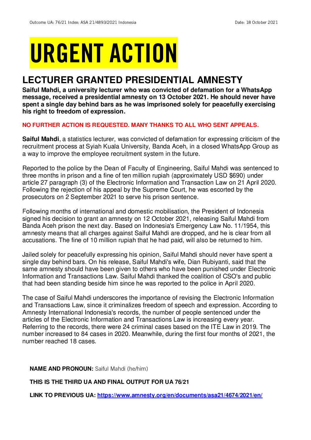 Presidential Amnesty